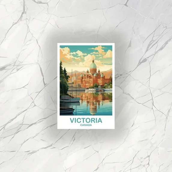 DOPASTICKER Victoria Travel Art Sticker, Bc City Skyline, Cana.Da ...