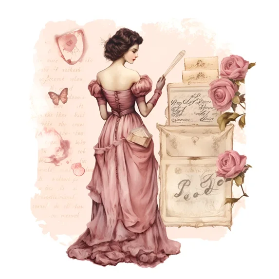 DOPASTICKER Victorian Lady Sticker Love Pink Gear Victorian Dress Phone ...