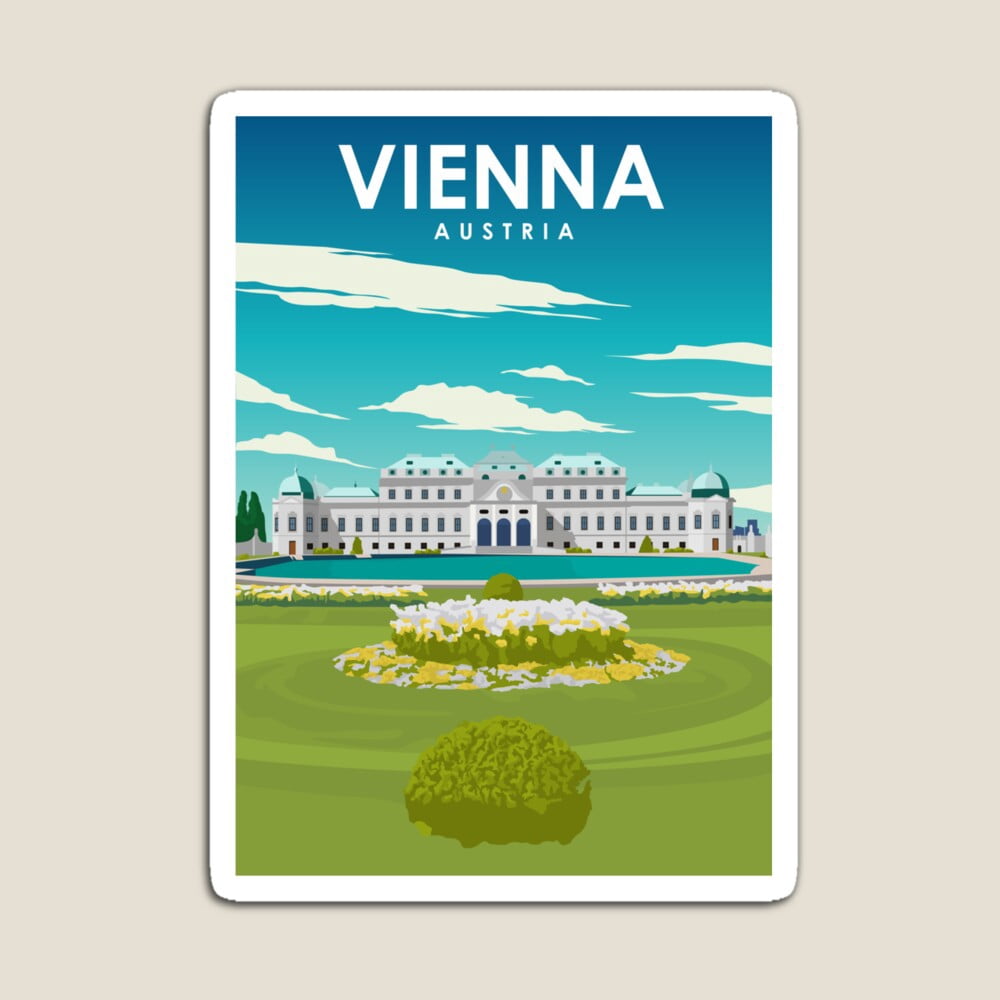 DOPASTICKER Vienna Austria Vintage Minimal Retro Travel Poster ...