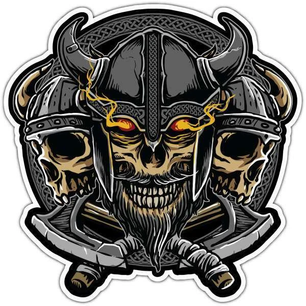 DOPASTICKER Viking Scandinavian Warrior Skull Axe Car Window Sticker ...