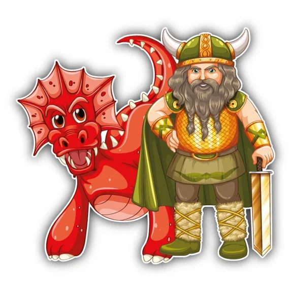 DOPASTICKER Viking Tribe Red Dragon Cartoon Car Sticker Phone Decal ...