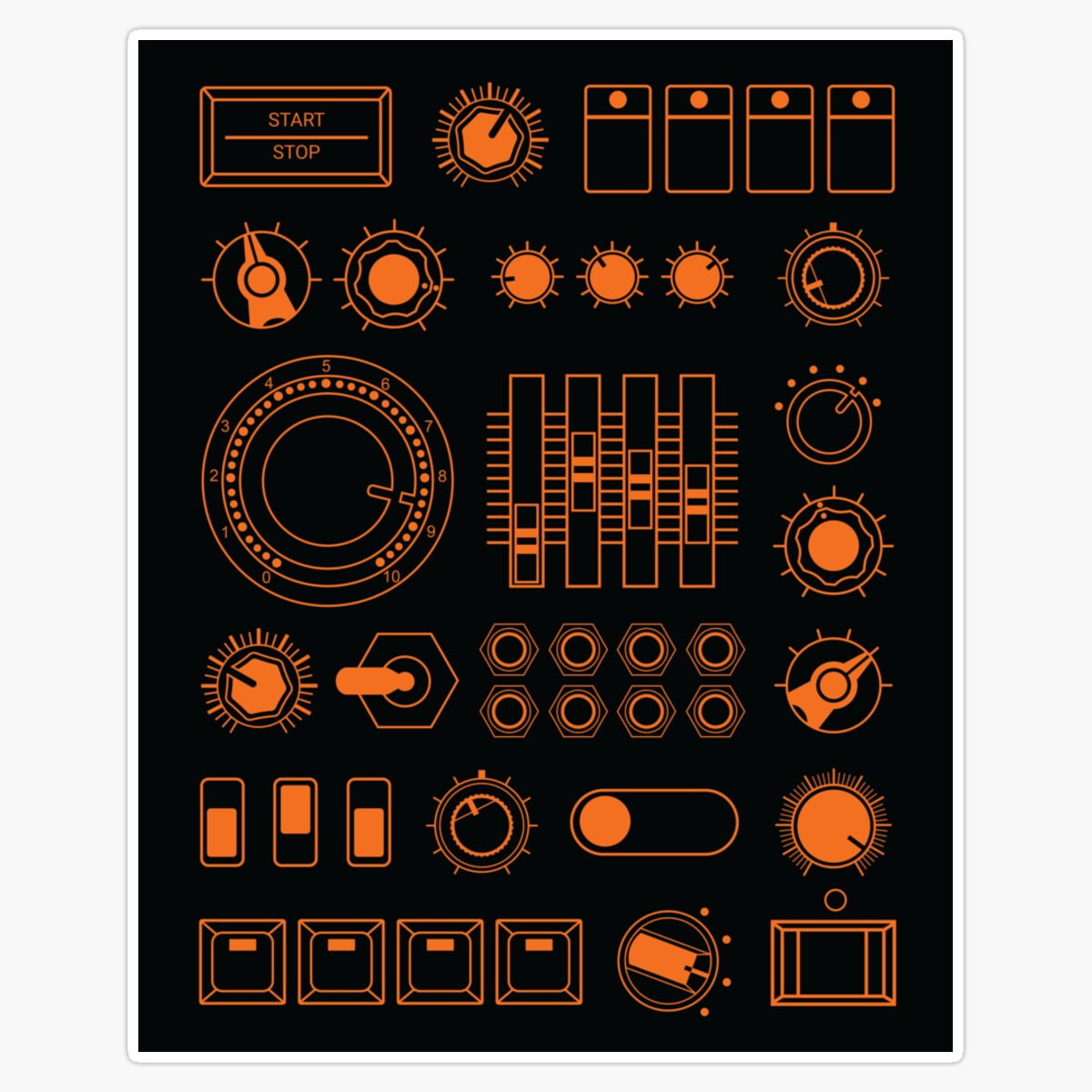DOPASTICKER Vintage Analogue Synth Controls Sticker, Phone Sticker Car ...