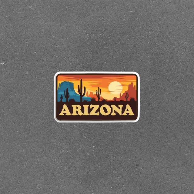 DOPASTICKER Vintage Arizona Desert Sunset Sticker - Retro Travel Decal ...