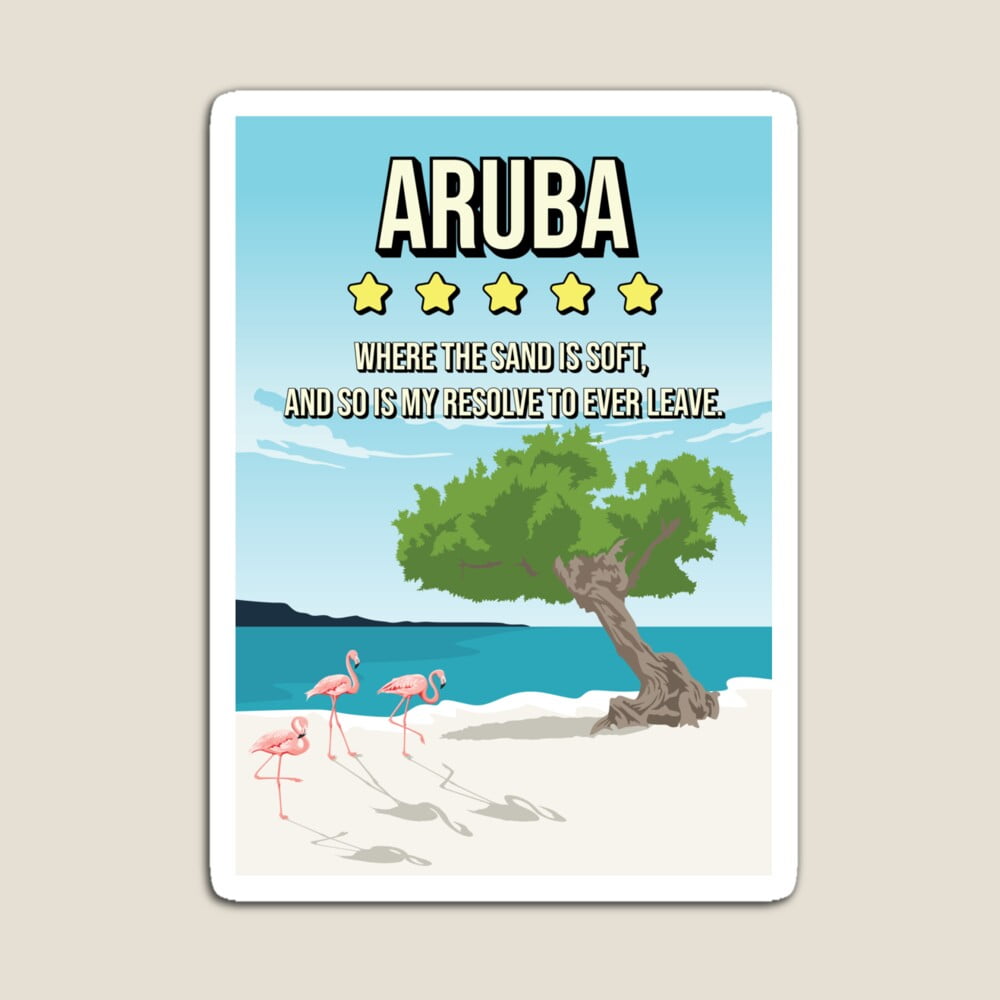 DOPASTICKER Vintage Aruba Minimal Retro Travel Poster Decorative Laptop ...