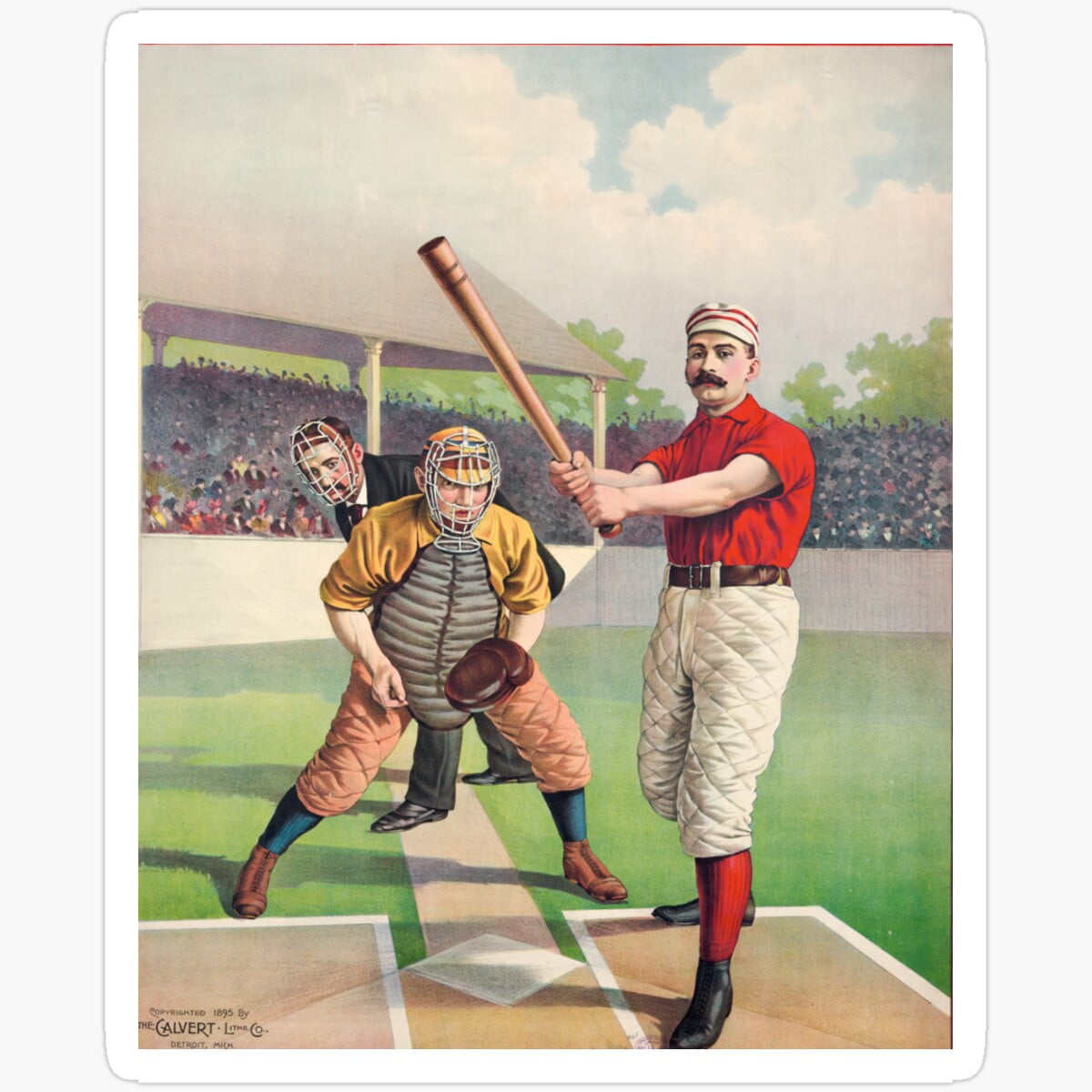 DOPASTICKER Vintage Baseball Poster, 1800S Sticker Waterproof Sticker ...