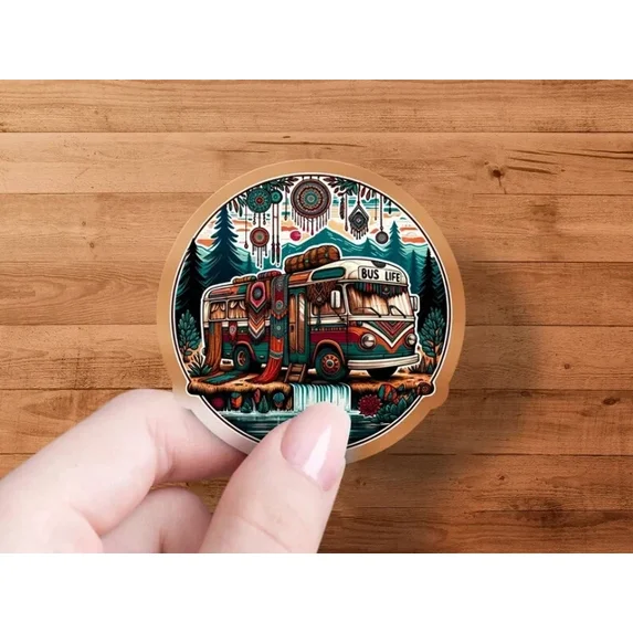 DOPASTICKER Vintage Bus Life Sticker Water-Resistant Skoolie, Travel ...