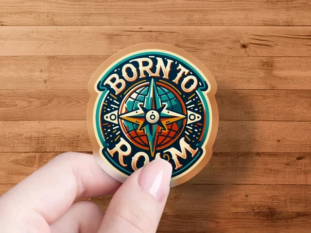 DOPASTICKER Vintage Compass Sticker Born To Roam, Water-Resistant ...