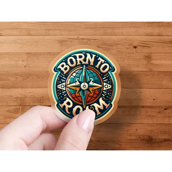 DOPASTICKER Vintage Compass Sticker Born To Roam, Water-Resistant ...