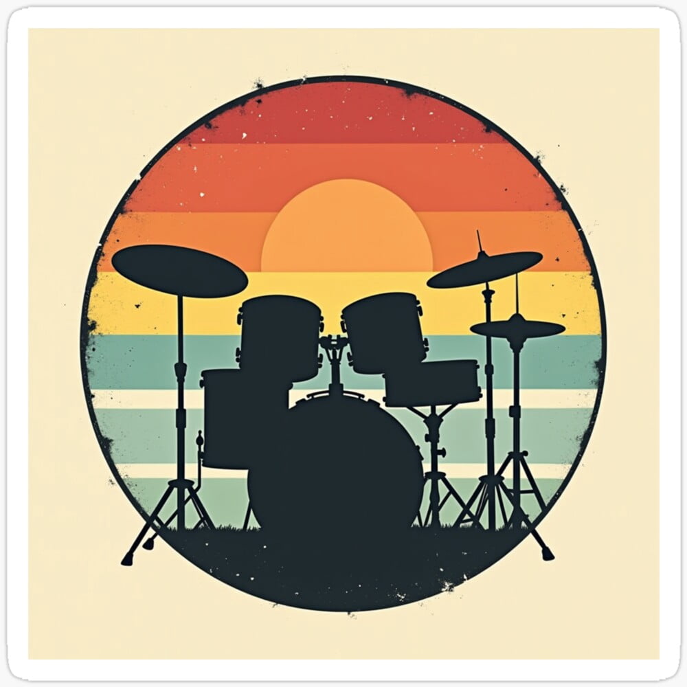 DOPASTICKER Vintage Drummer Retro Sunset Silhouette Gift You - Phone ...