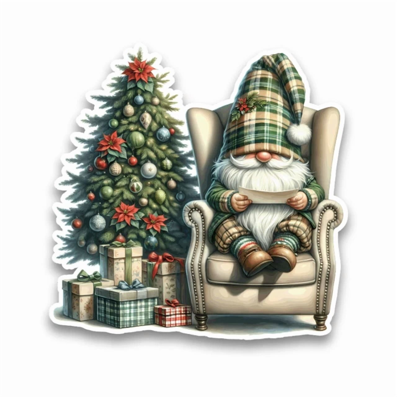 DOPASTICKER Vintage Gnome Chri.Stm.As Tree Sticker Decal Car Window Scrapbook Phone Decal Water ...