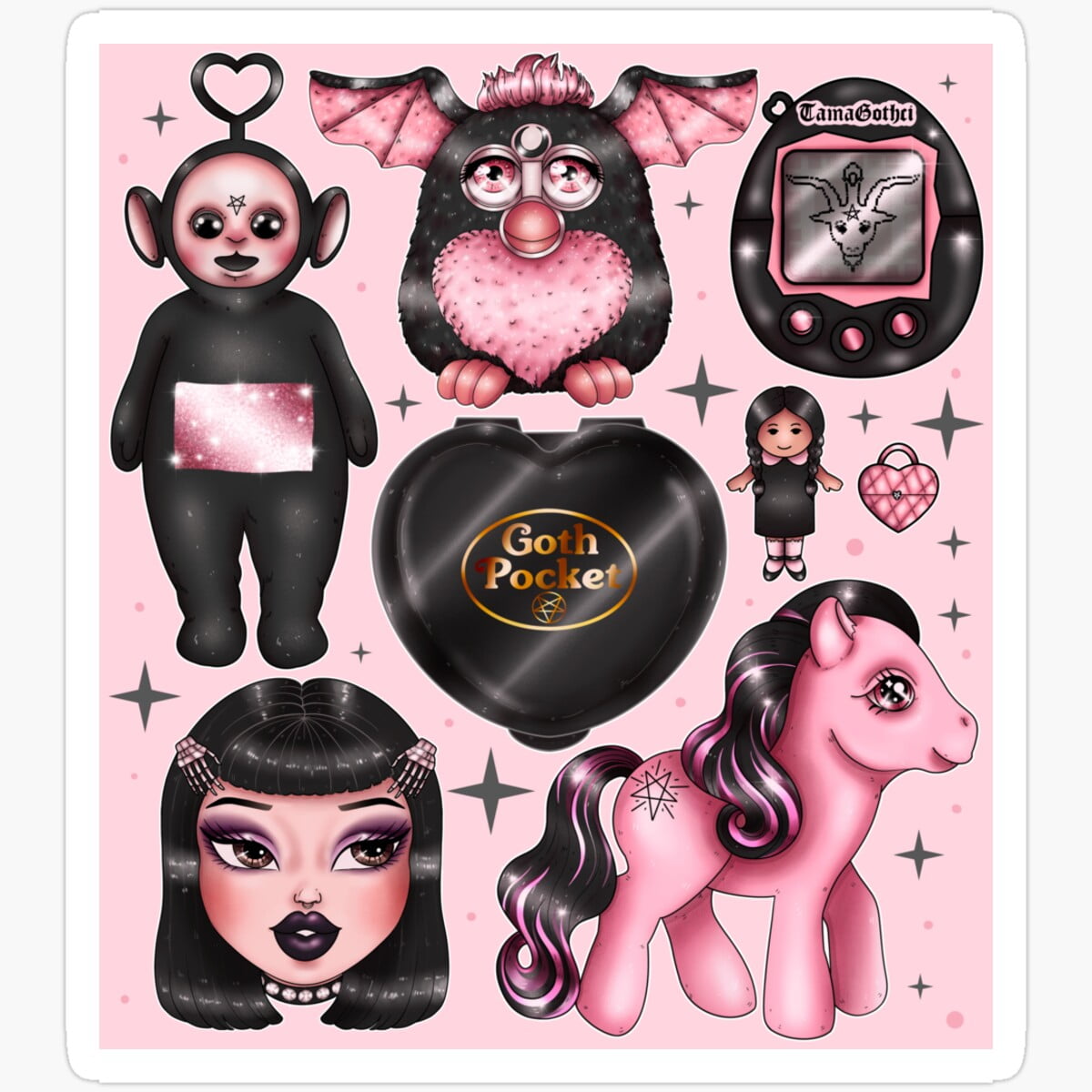 DOPASTICKER Vintage Goth Toys 2 Sticker Waterproof Sticker For Water ...