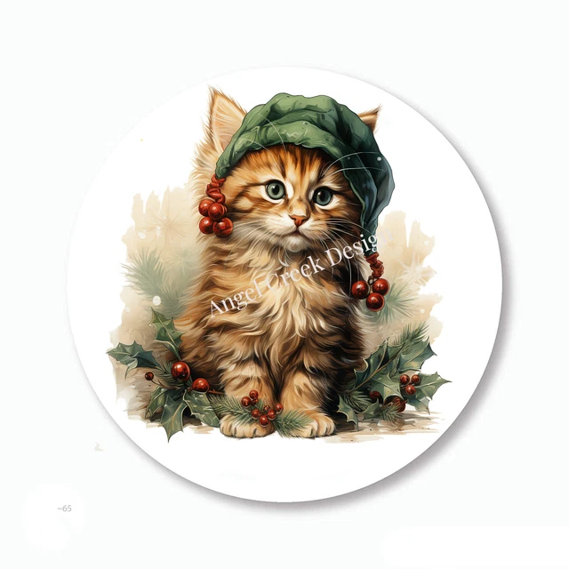 DOPASTICKER Vintage Holiday Cat Chri.Stm.As Stickers Chri.Stm.As Phone ...
