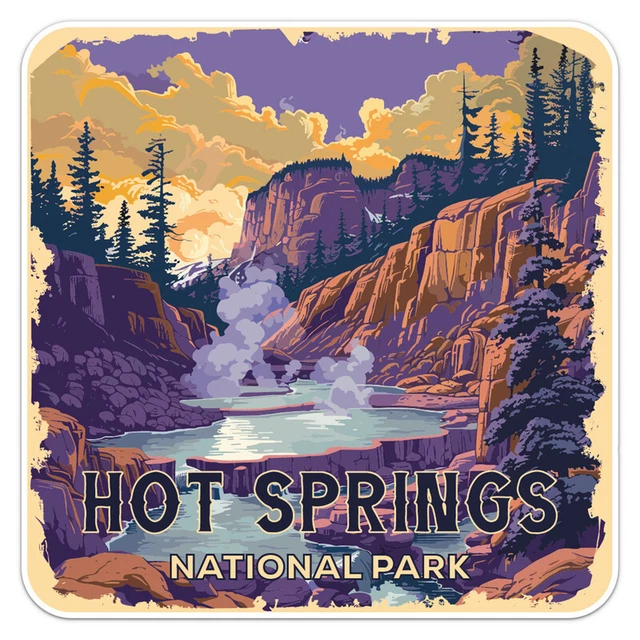 DOPASTICKER Vintage Hot Springs National Park Sticker Decal Phone Decal ...