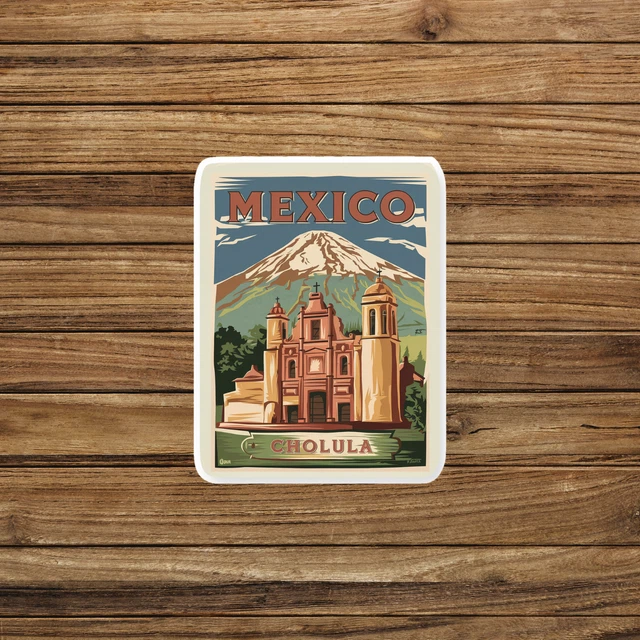 DOPASTICKER Vintage Mexico Cholula Travel Sticker - Cathedral ...
