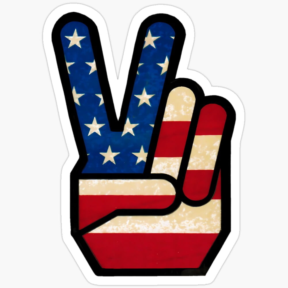 DOPASTICKER Vintage Peace Sign Fingers American Flag Sticker Phone ...