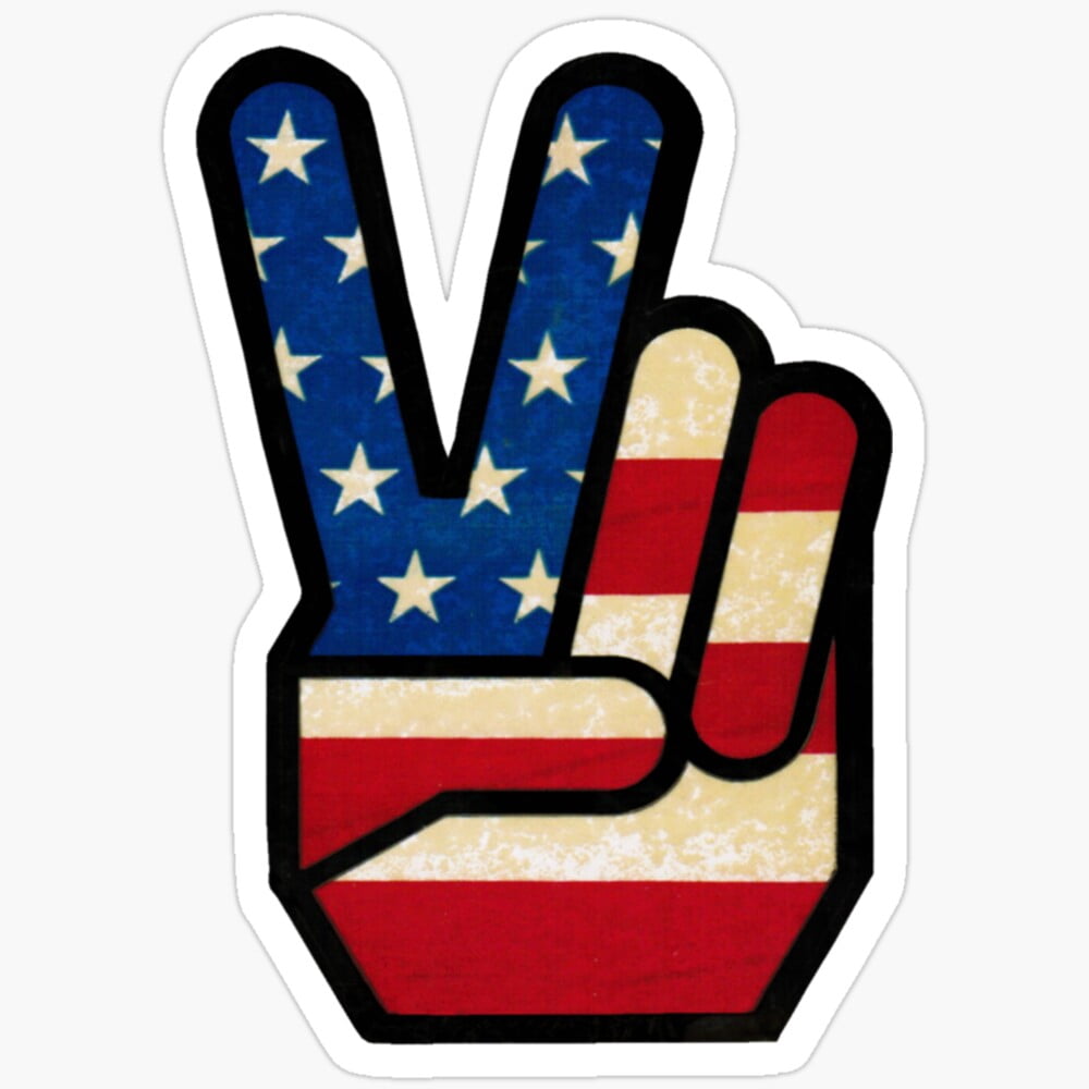 DOPASTICKER Vintage Peace Sign Fingers American Flag Sticker Phone ...