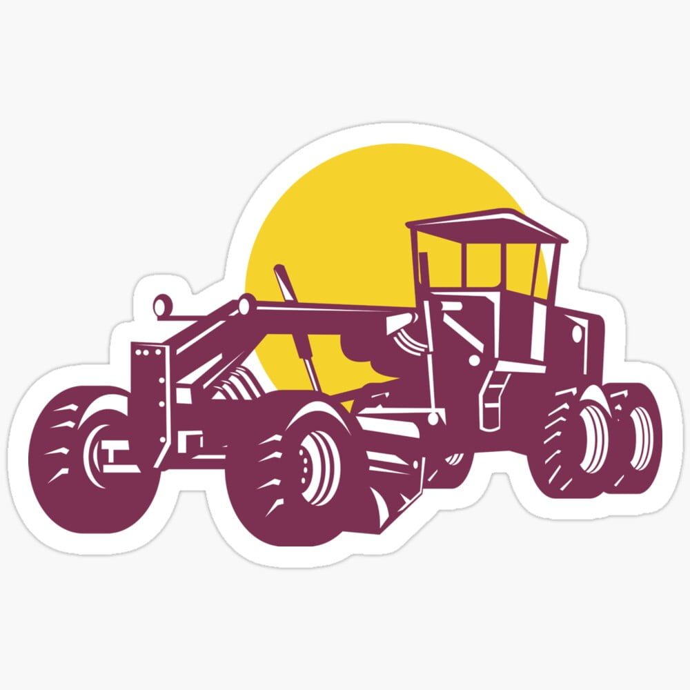 DOPASTICKER Vintage Road Grader Retro Sticker Phone Decal Water Bottle ...