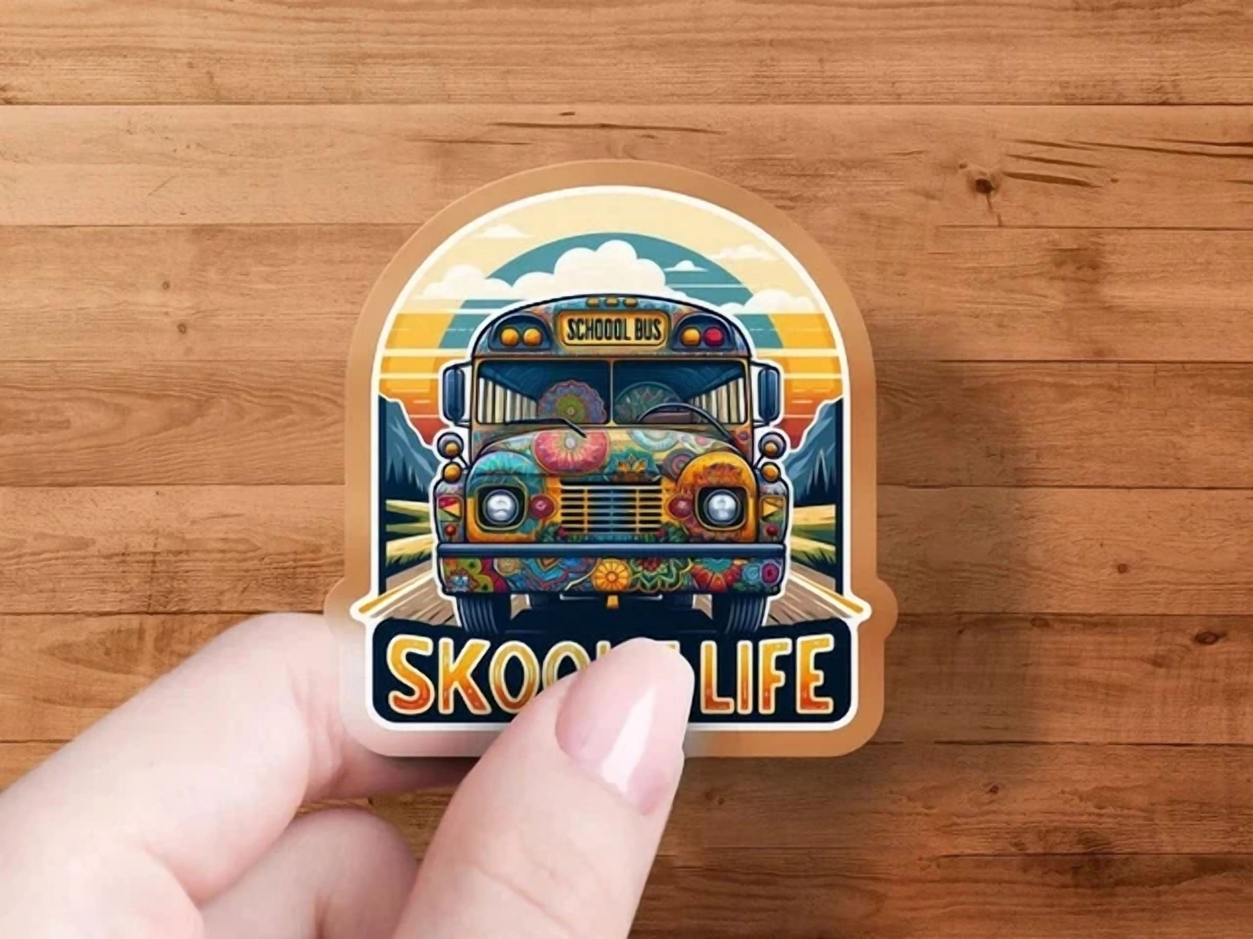DOPASTICKER Vintage School Bus Sticker Skoolie Life, Boho Hippie Laptop ...