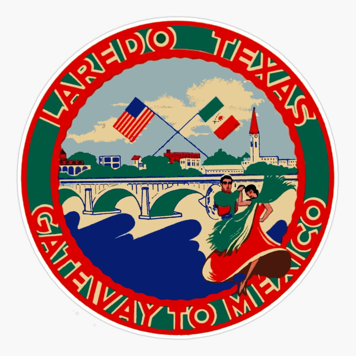 DOPASTICKER Vintage Style Laredo, Texas Design Sticker, Phone Sticker ...