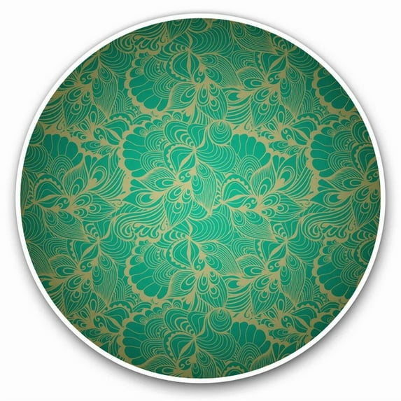 DOPASTICKER Vintage Teal Gold Floral Wallpaper Pattern Cool Gift ...