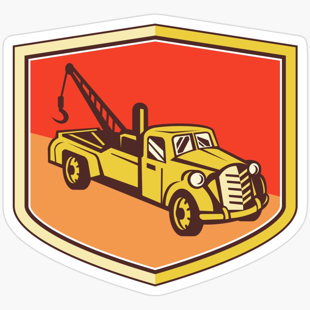 DOPASTICKER Vintage Tow Truck Wrecker Shield Retro Sticker Phone Decal ...