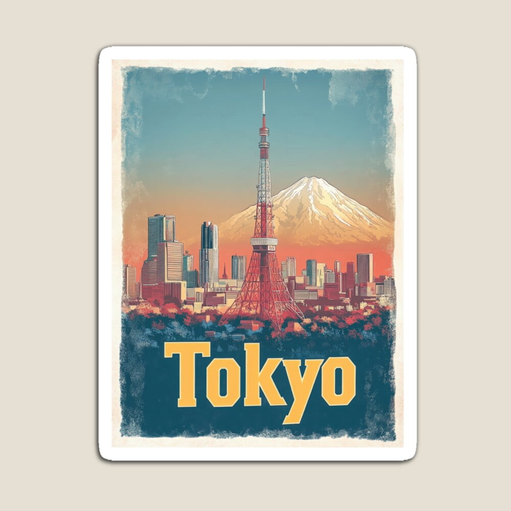 DOPASTICKER The Vintage Travel Poster Captures Tokyos Skyline ...