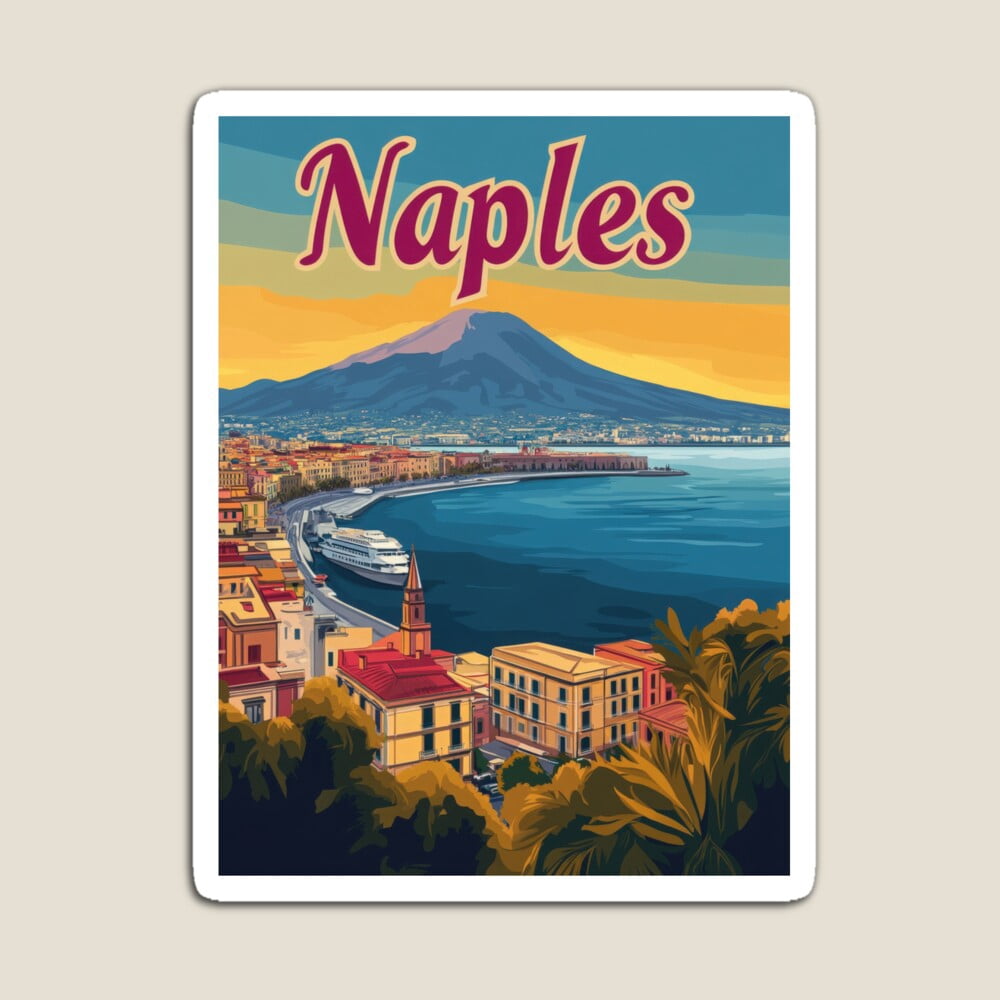 DOPASTICKER This Vintage Travel Poster Highlights Naples Stunning ...