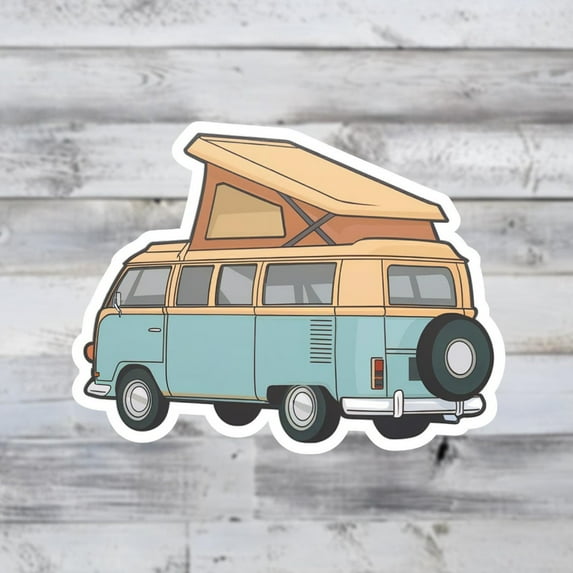 DOPASTICKER Vintage Van Life Campervan Sticker, Retro Beach Adventure ...