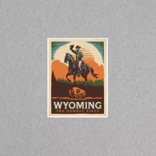 DOPASTICKER Vintage Wyoming Cowboy State Travel Sticker - Retro Western ...