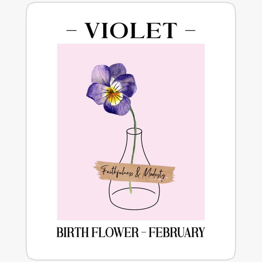 DOPASTICKER Violet - Birth Flower February Sticker Phone Decal Water ...
