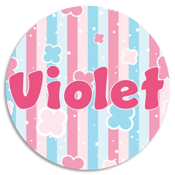 DOPASTICKER Violet, Name Tag Water Bottle School Supplies Phone Decal ...