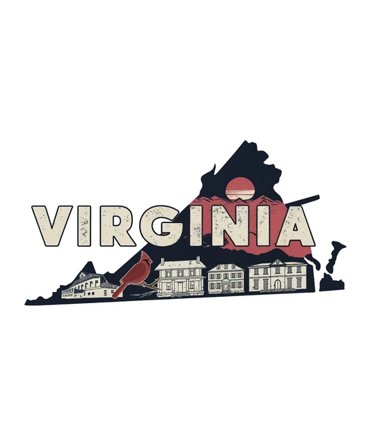 DOPASTICKER Virginia State Sticker History Cardinal Country Retro Style ...