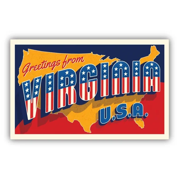 DOPASTICKER Virginia Usa State Vintage Greetings Sticker Decal Phone ...