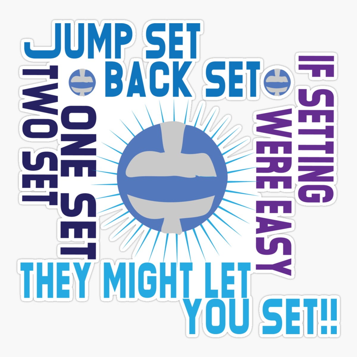 DOPASTICKER Volleyball Jump Set Back Set Sticker, Phone Sticker Car ...