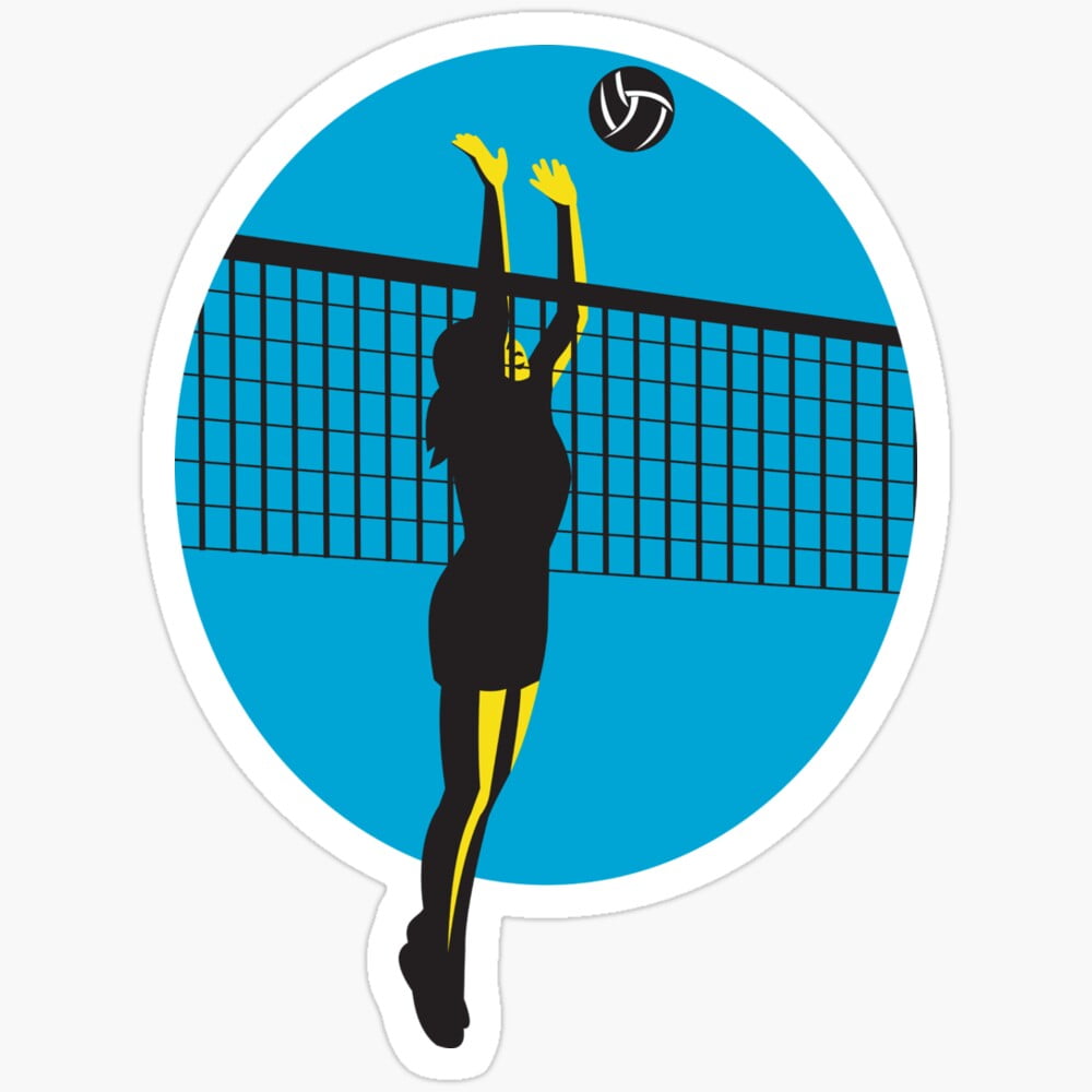 DOPASTICKER Volleyball Player Spiking Ball Retro Sticker Phone Decal ...