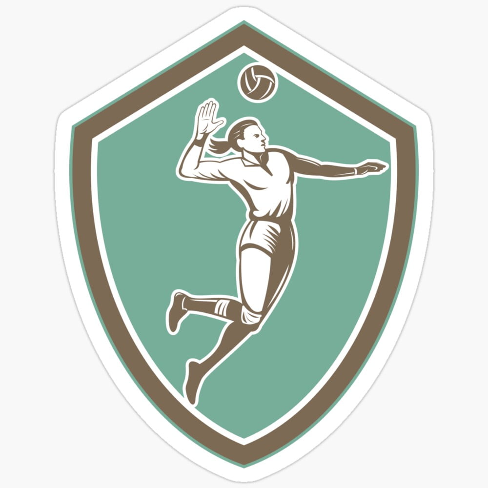 DOPASTICKER Volleyball Player Spiking Ball Shield Retro Sticker Phone ...