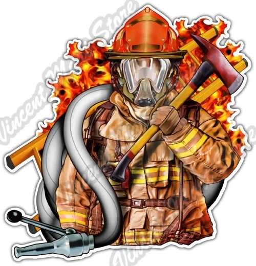 DOPASTICKER Volunteer Firefighter Flame Fire Fireman Car Sticker Decal ...