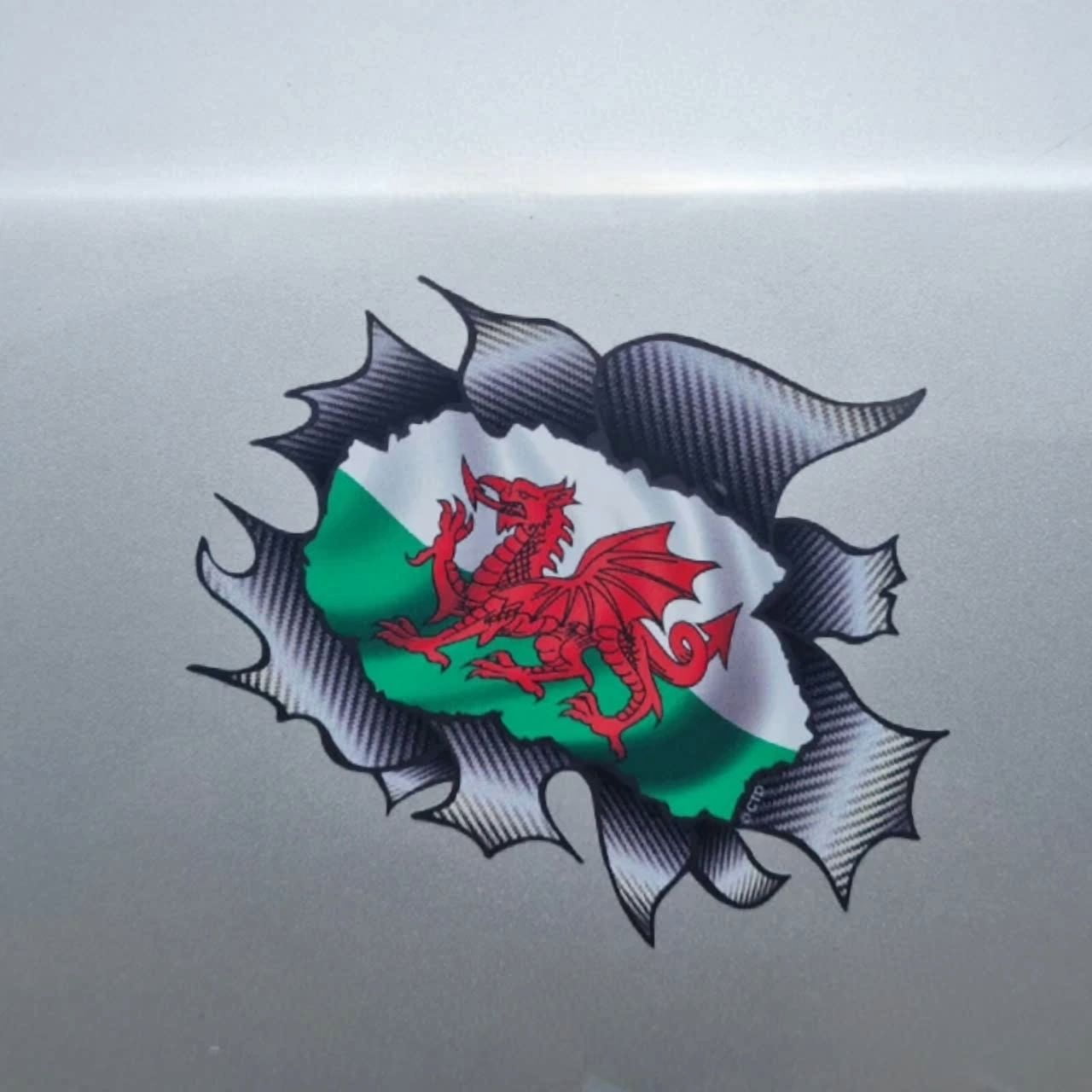 DOPASTICKER Wales Welsh Flag Ripped Carbon Fibre Sticker Decal For Car ...
