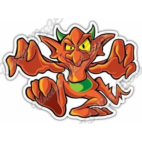 DOPASTICKER Walking Red Devil Evil Cartoon Gift Car Sticker Decal Phone ...