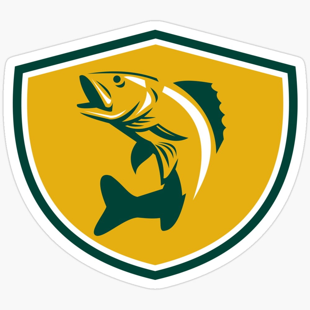 DOPASTICKER Walleye Fish Jumping Crest Retro Sticker Phone Decal Water ...