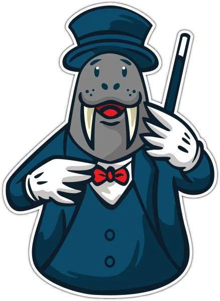 DOPASTICKER Walrus Gentleman Hat Animal Car Window Sticker Decal Phone ...