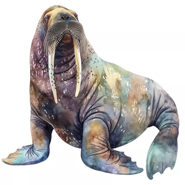 DOPASTICKER Walrus Sticker Watercolor Ocean Animal Sea Salt Life Tusks ...