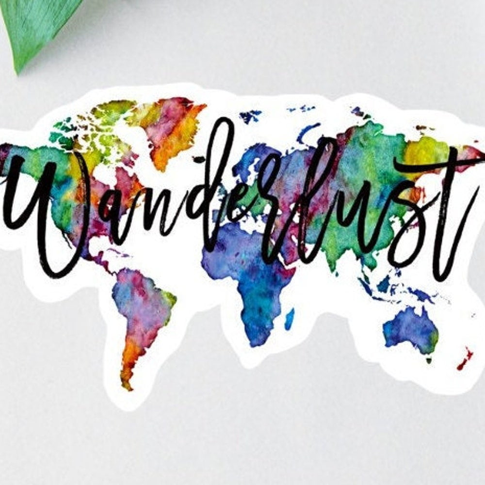 DOPASTICKER Wanderlust Sticker, Travel Sticker, World Map Sticker ...