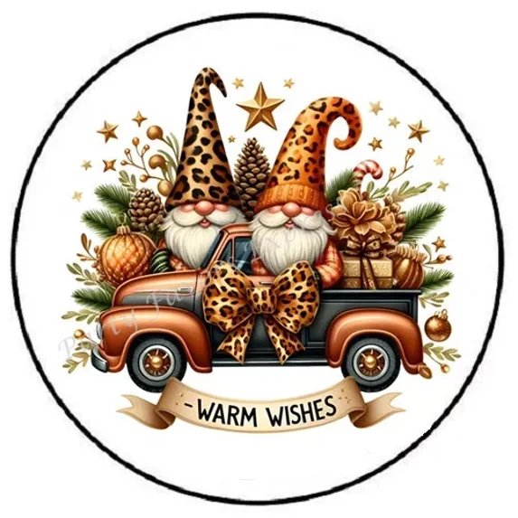 DOPASTICKER Warm Wishes Gnomes Chris.Tmas Stickers Favors Gift You ...