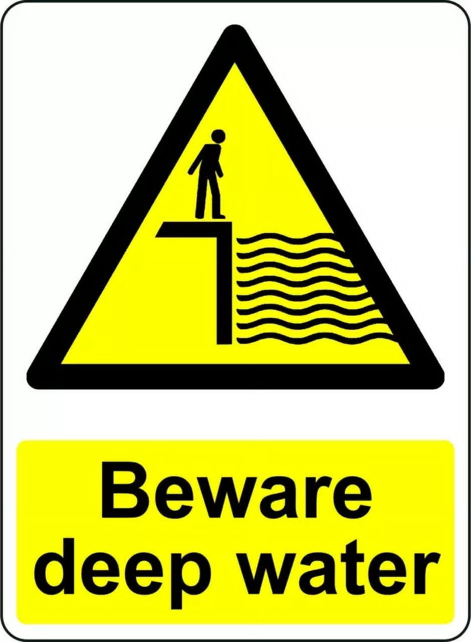 DOPASTICKER Warning Beware Deep Water Osha Decal Safety Sign Usa Made ...