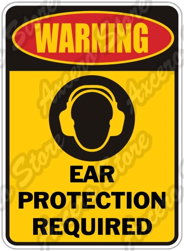 DOPASTICKER Warning Ear Protection Area Safety Sign Construction ...