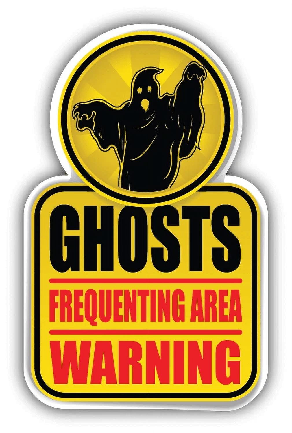 DOPASTICKER Warning Ghosts Sign Frequenting Area Car Bumper Sticker ...