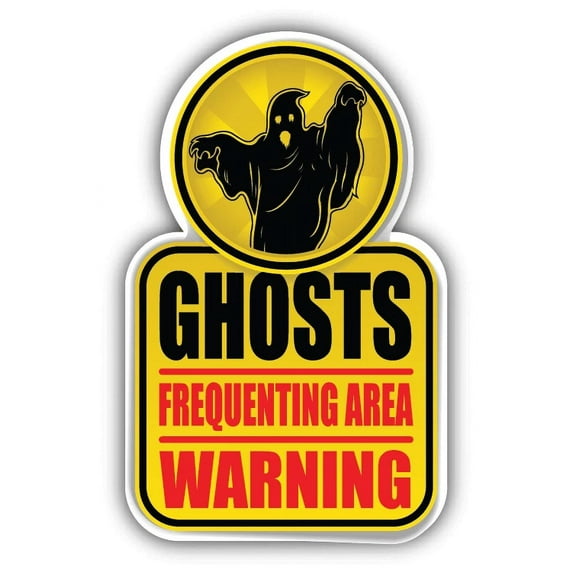DOPASTICKER Warning Ghosts Sign Frequenting Area Car Bumper Sticker ...