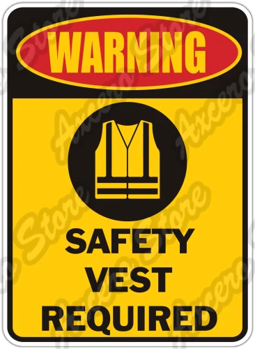 DOPASTICKER Warning Safety Vest Required Sign Construction Sticker ...