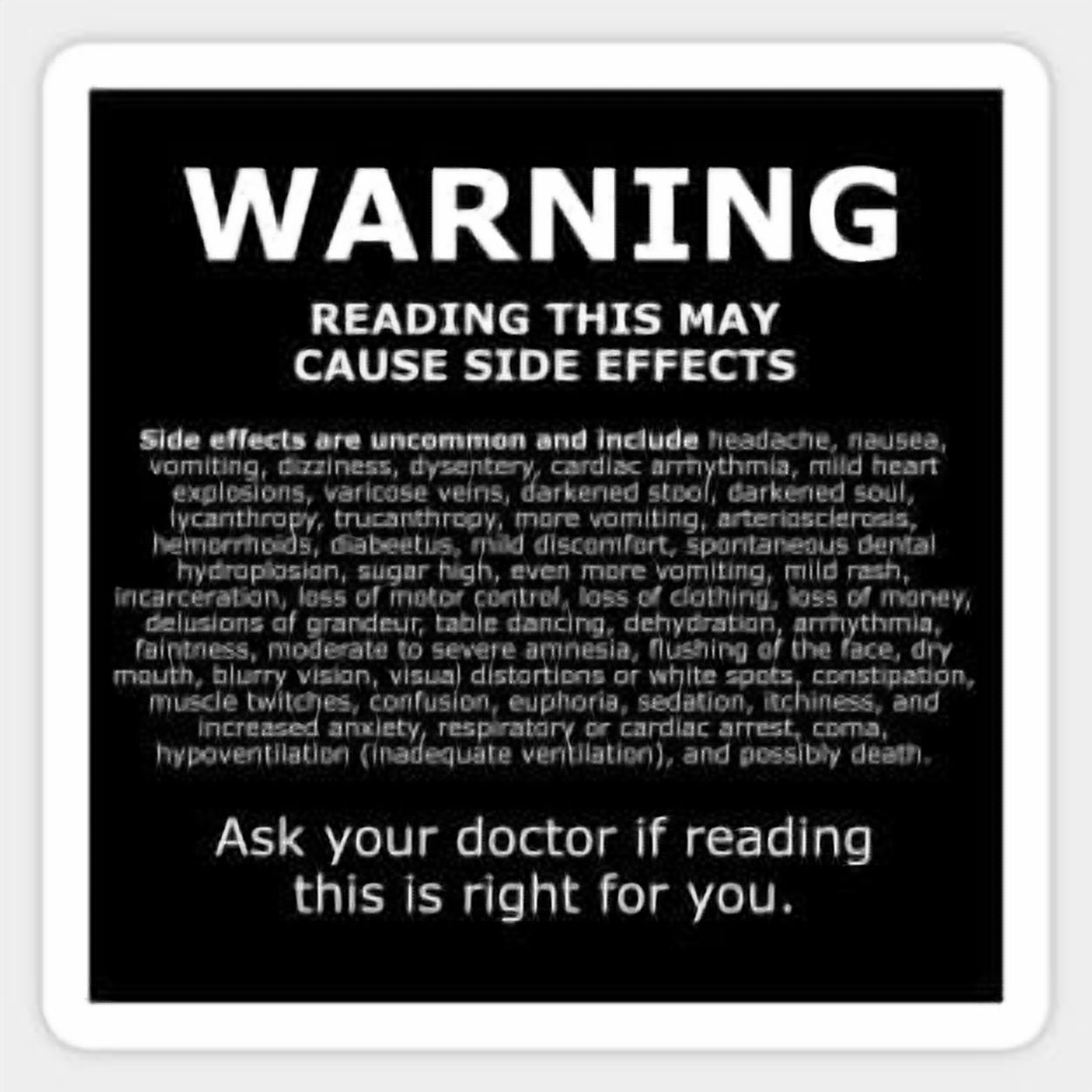 DOPASTICKER Warning Side Effects Decorative Laptop, Phone Stickers ...